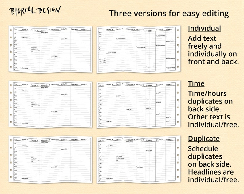 Weekly Time Chart With Your Own Time. Editable Printable Weekly Planner ...