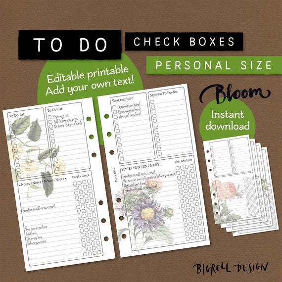 To Do-lists and Tracker With Four Checkboxes. Editable - Etsy