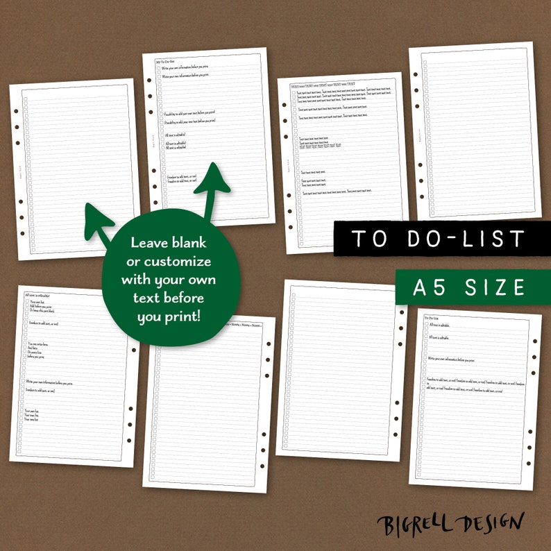 To Do List. Editable Printable Notepaper and List Making Insert. Use ...
