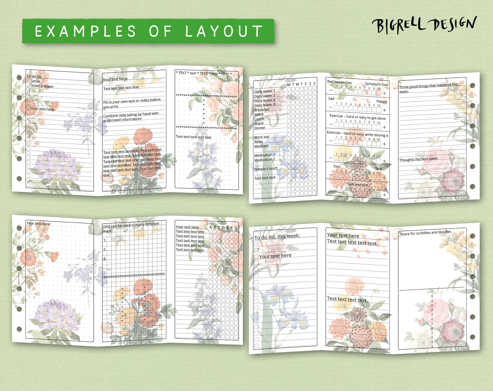 Note Paper. Editable Printable Fold Out Notes, to Do, Grid, Tracker ...