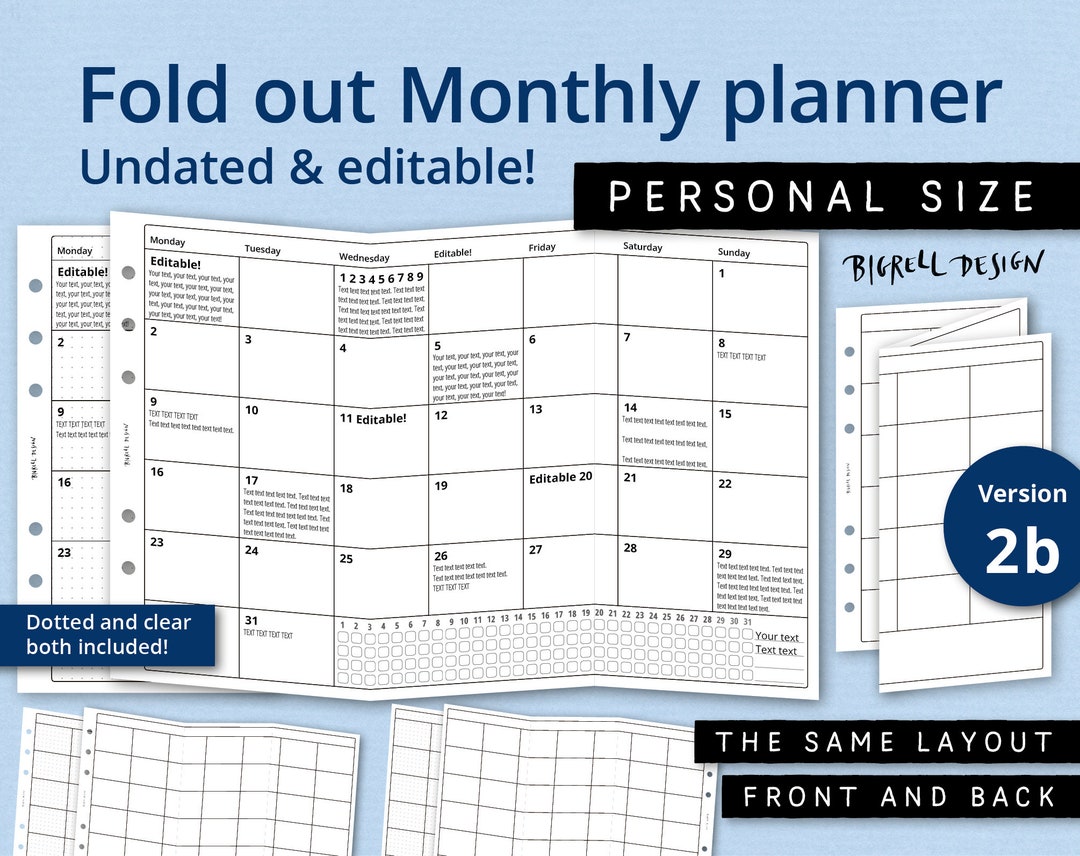 Editable Undated Fold Out Monthly Planner and Tracker. Add Your Own ...