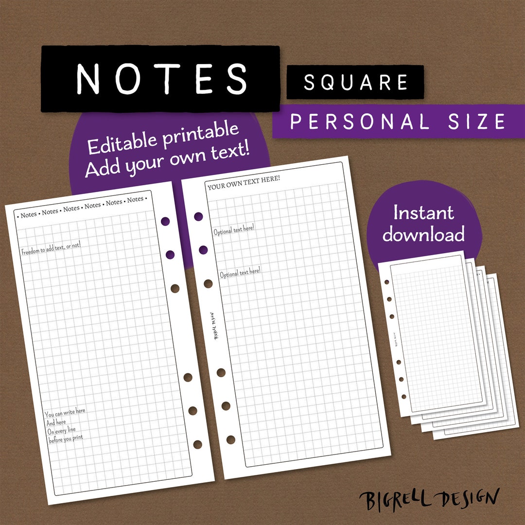 Square Grid Notepaper. Editable Printable. Use Blank or Add Text ...