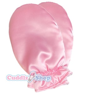 Cuddlz Baby Pink Satin Adult Sized Padded Mittens With Cotton Lining ...