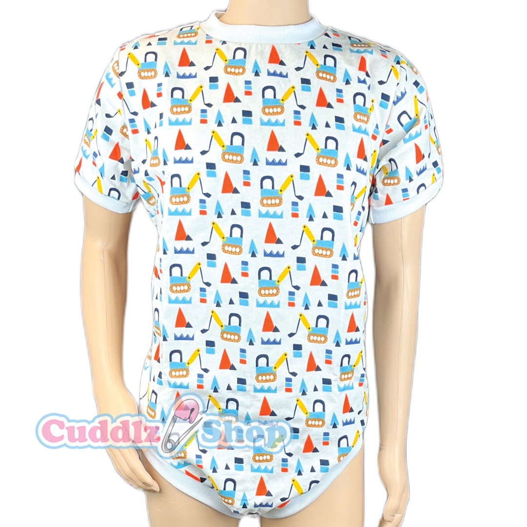 Cuddlz Short Cute Cream Digger Pattern Cotton Adult Onesie Standard or ...