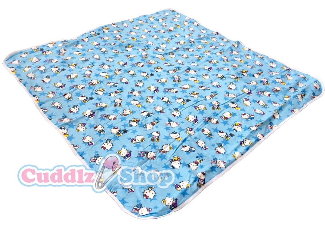Cuddlz Blue Kitty Pattern Cotton and Pink PVC Adult Sized Nappy Diaper ...
