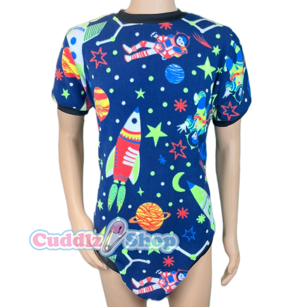 Cuddlz Short Navy Space Pattern Adult Onesie With Standard or Locking ...