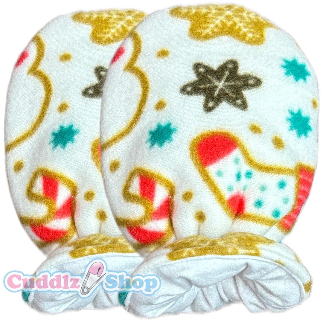 Cuddlz Festive Gingerbread Pattern Fleece Adult Sized Mittens Padded ...