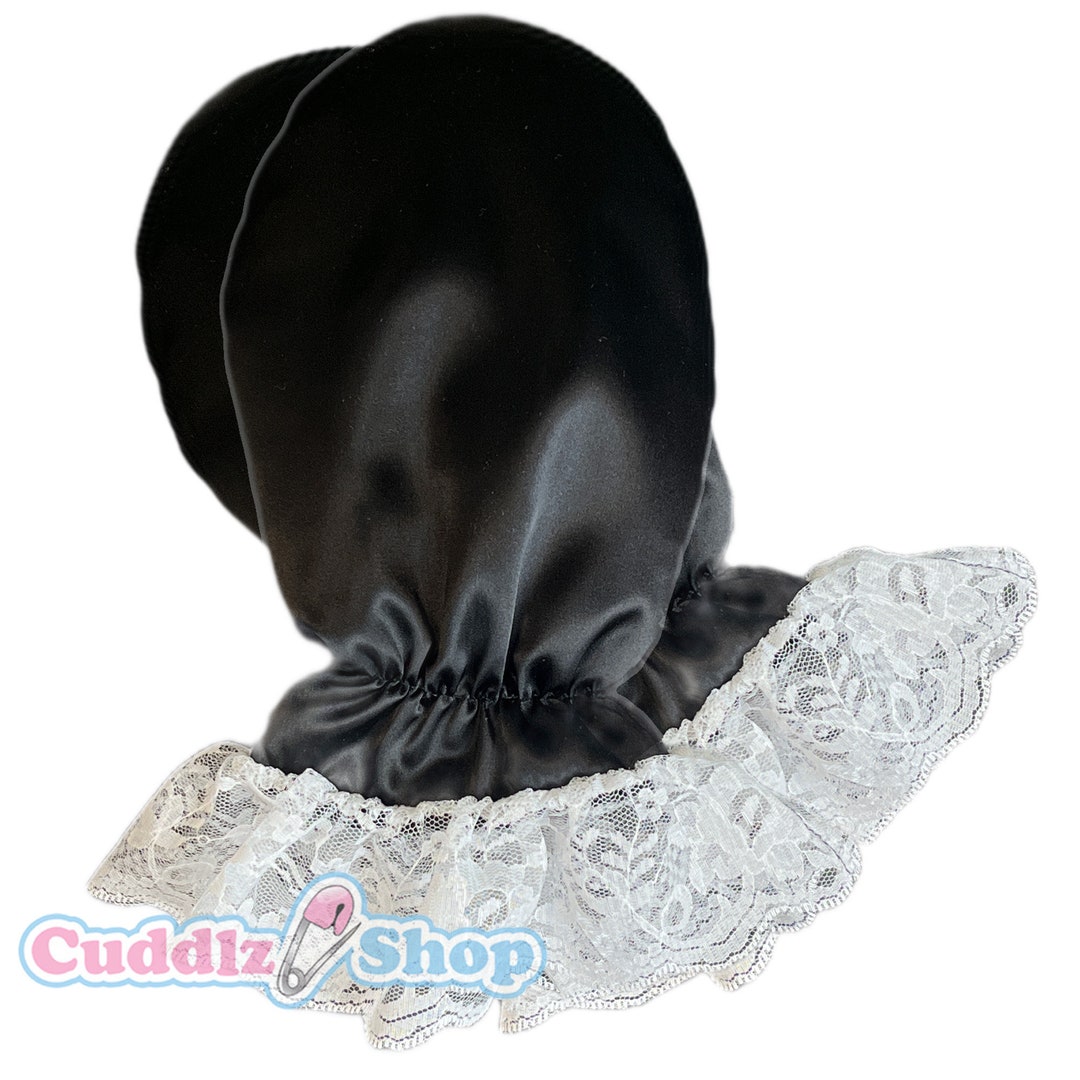 Cuddlz Black Satin and Lace Adult Sized Mittens Sissy - Etsy