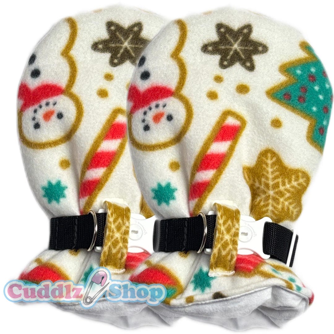 Cuddlz Pair of Festive Gingerbread Man Fleece Adult Sized Locking ...