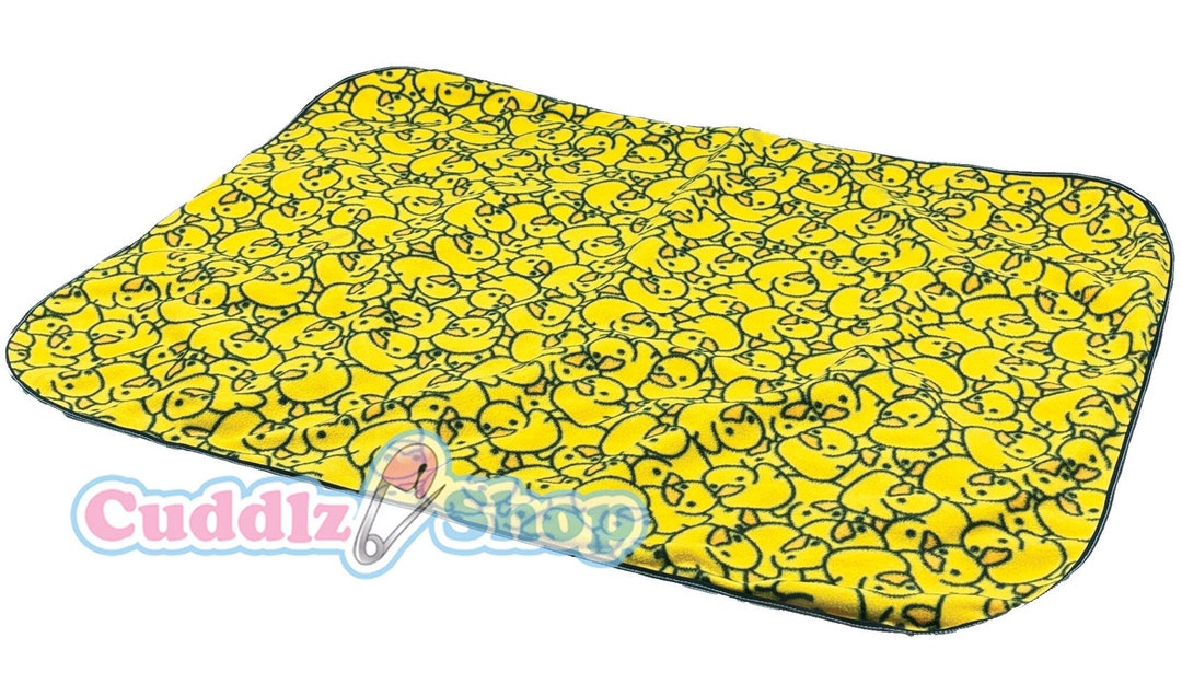 Cuddlz Yellow Duck Pattern Fleece and White Adult Sized Nappy Diaper ...