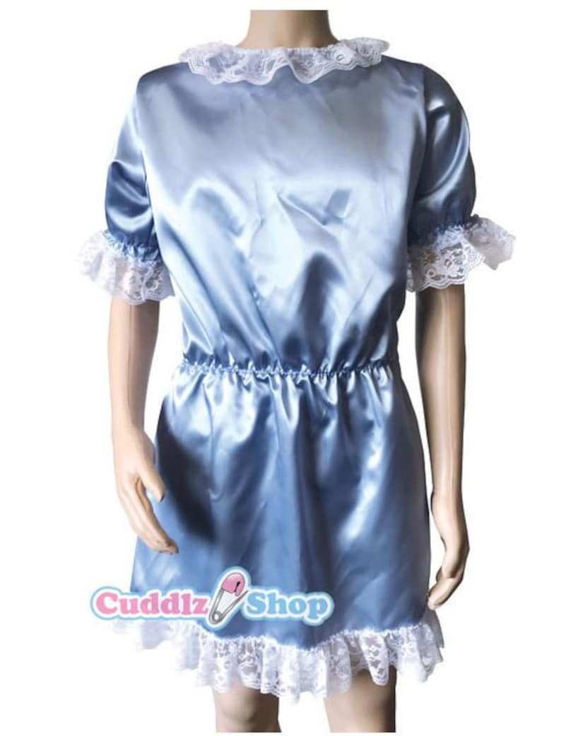 Cuddlz Locking Zip Satin Sissy Baby Doll Dress in Blue - Etsy Israel