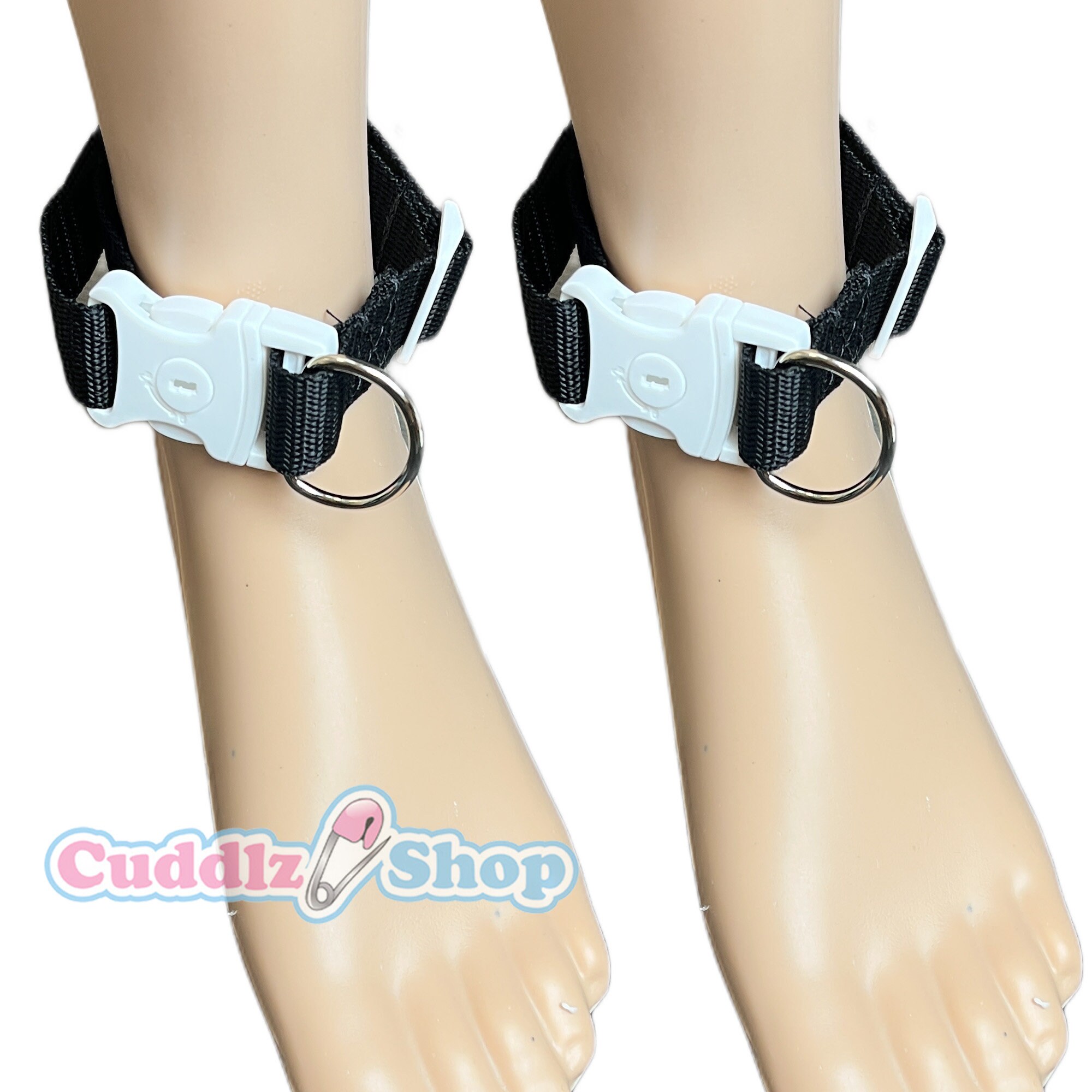 Pair of Locking Ankle Straps Choice of Colour - Black, White Pink or ...