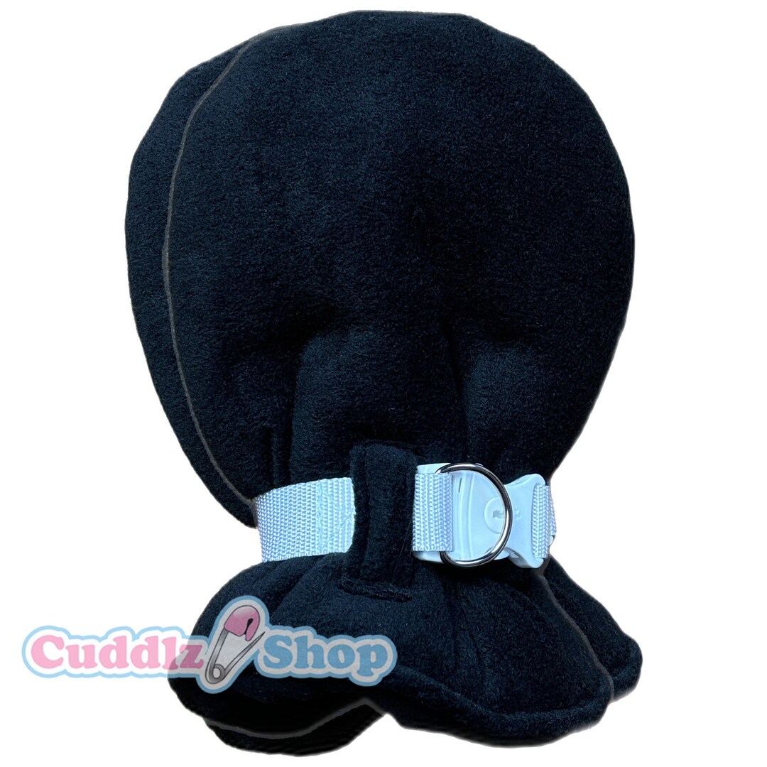 Cuddlz Pair Black Fleece Adult Sized Locking / Lockable Mittens Padded ...