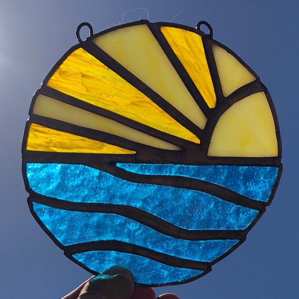 Ocean and Sunset Stained Glass Pattern - Etsy