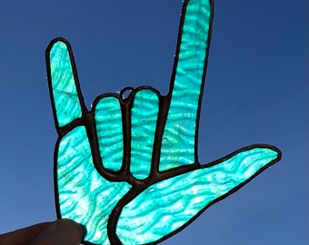 Stained Glass Ily Hand Sign - Etsy