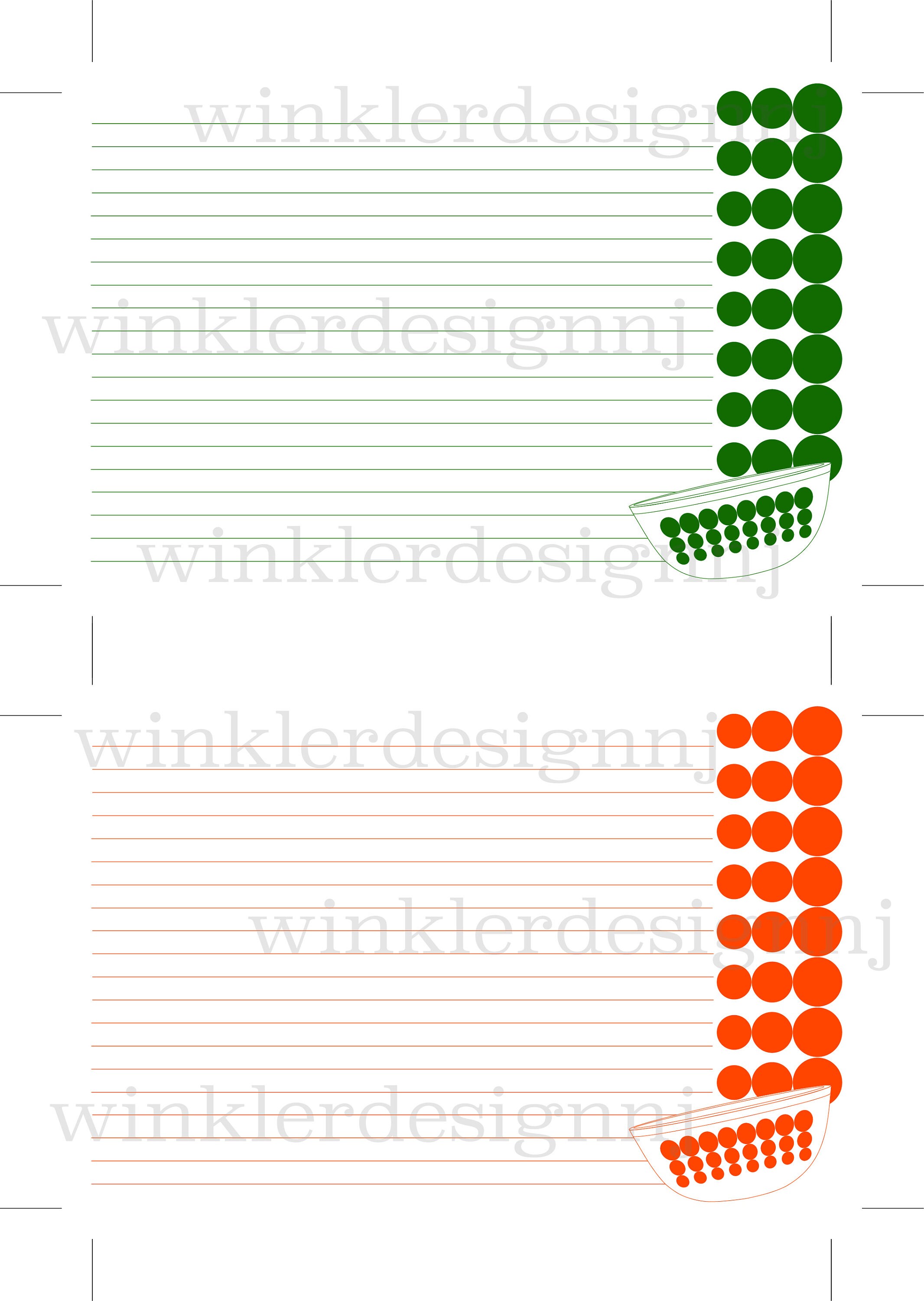 Pyrex Recipe/note - 2 Card Set 4x6 - Dots Pattern - Printable W ...
