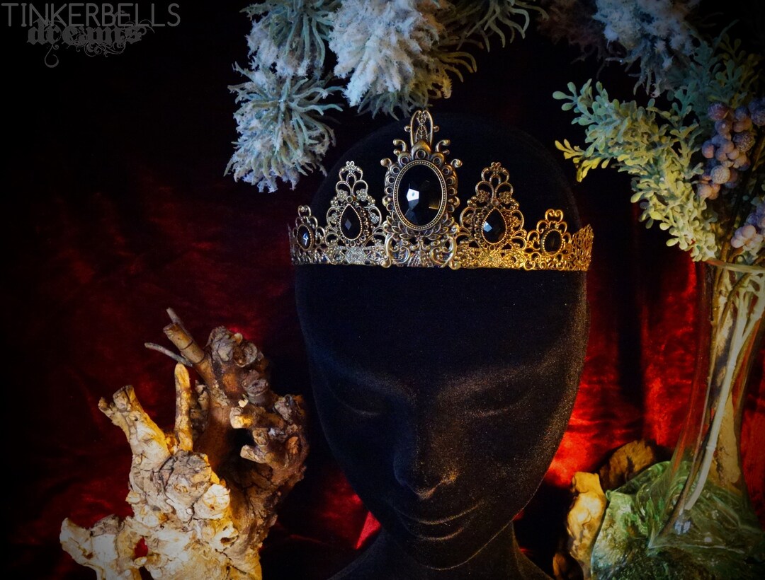 Tiara Diadem Crown Gothic Festival Dracula Antikbronze Black Wicca ...