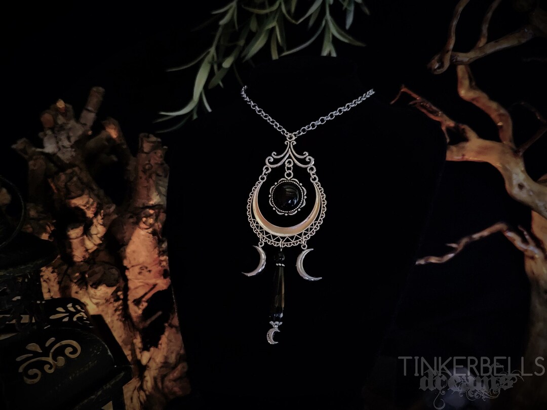 Necklace Pagan Wiccan Witchy Medieval Celtic Silver Triple Moon ...