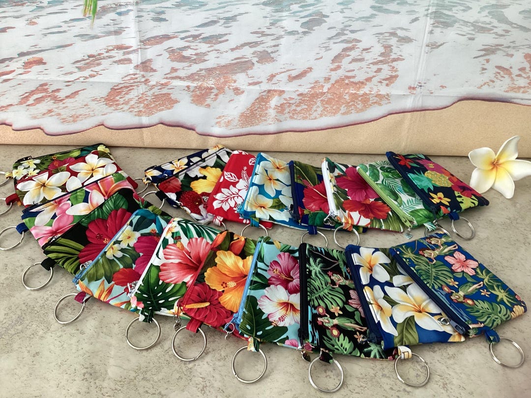 Hawaiian Fabric Coin Purse: Zippered Credit Card and Earbud Pouch - Etsy 日本