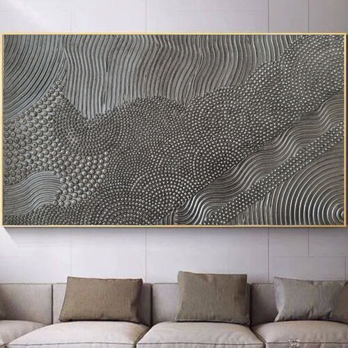 Vintage Silver Rich Texture Painting Oversize Wall Art Rich - Etsy