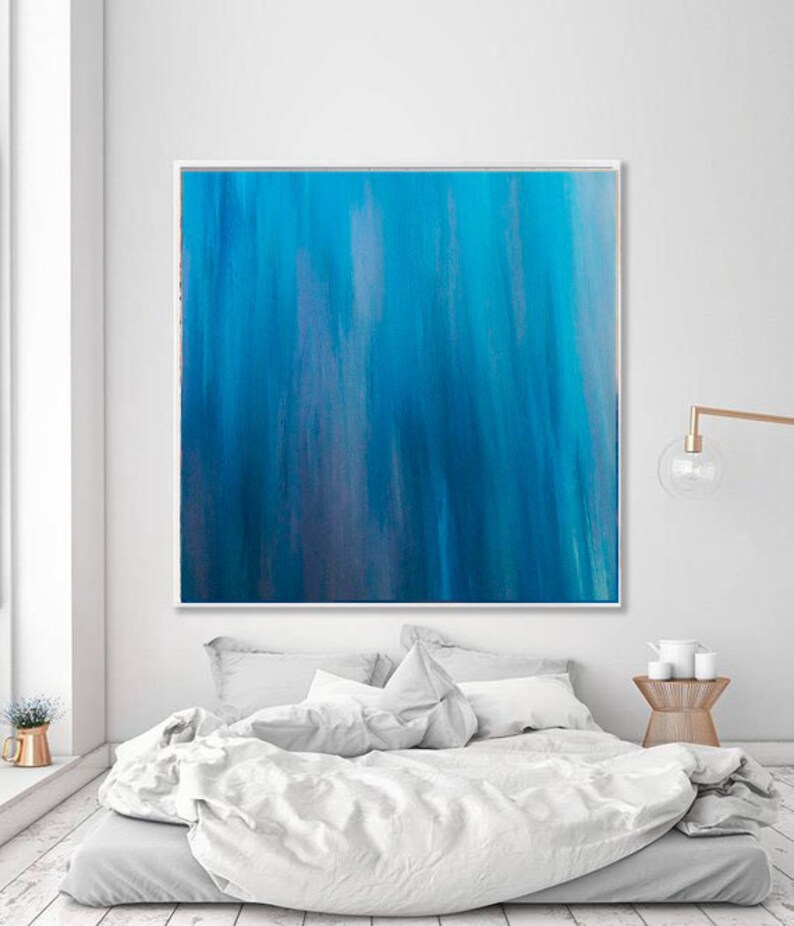 Large Blue Abstract Painting Oversize Wall Art Living Room - Etsy