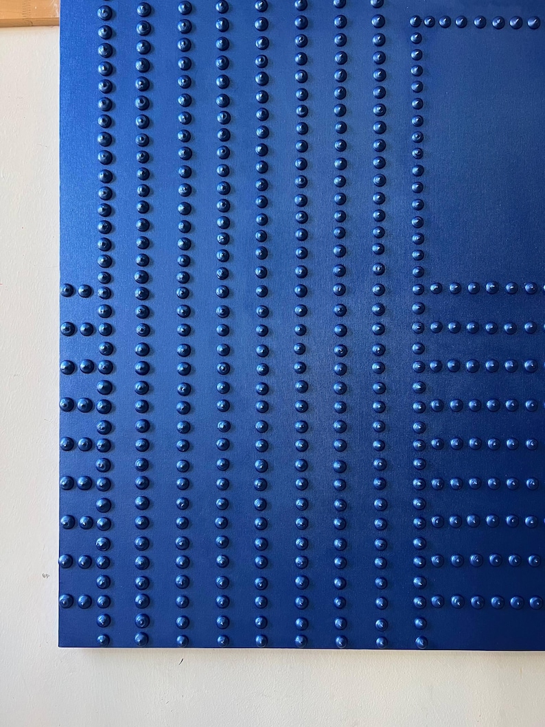 Large Handmade Blue Metallic Textured Abstract Wall Art 3D Dot Plaster ...
