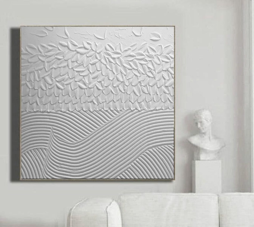 White Rich Texture Extra Large Original Art Canvas, Abstract Painting ...