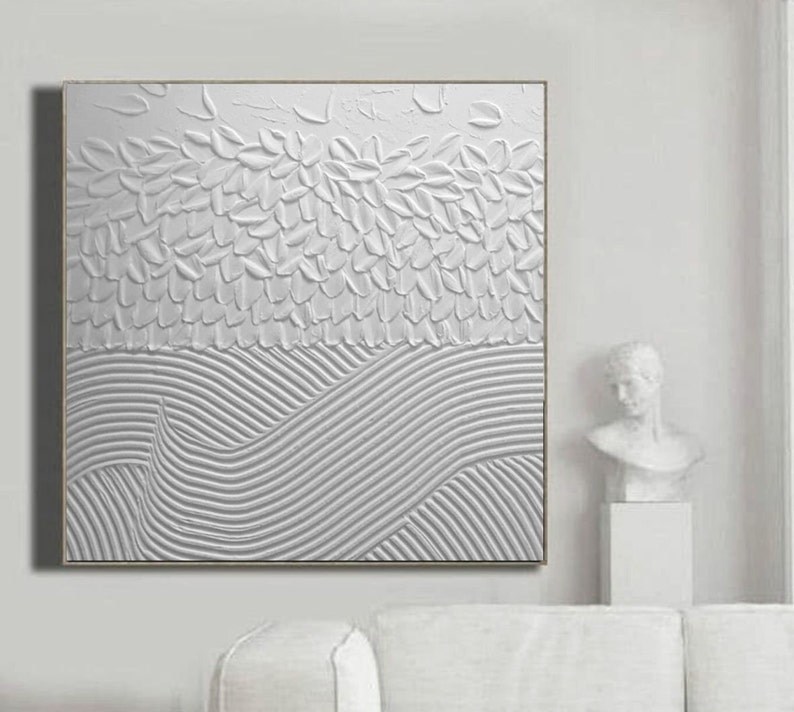 White Rich Texture Extra Large Original Art Canvas Abstract | Etsy