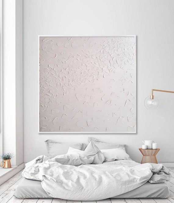 White Rich Texture Large Painting Oversize Monochrome - Etsy