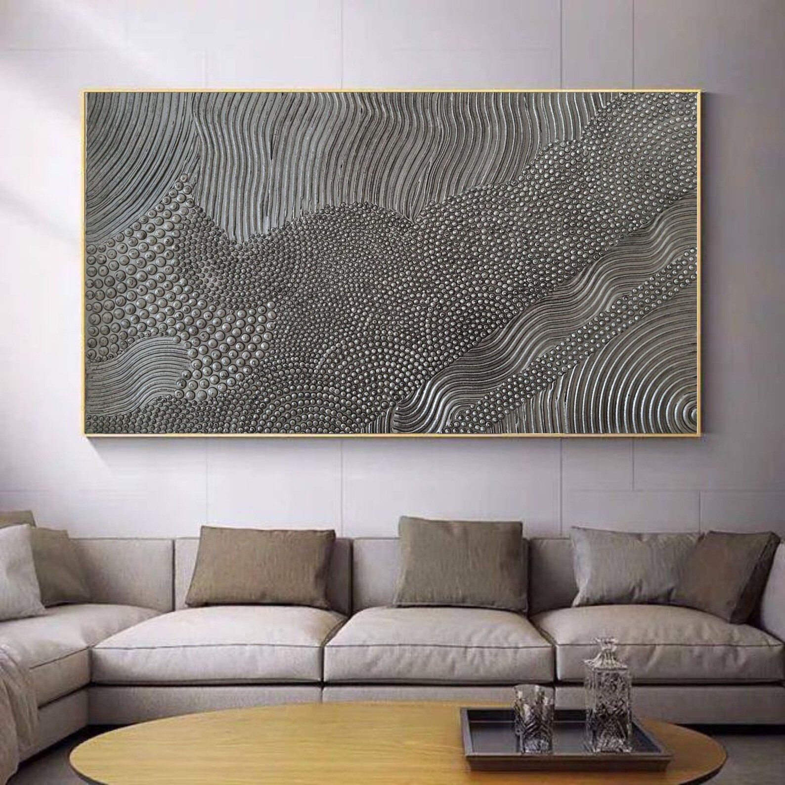 Vintage Silver Rich Texture Painting Oversize Wall Art Rich - Etsy