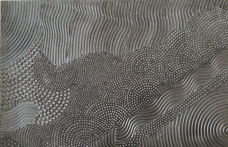 Vintage Silver Rich Texture Painting Oversize Wall Art Rich - Etsy