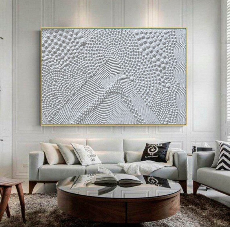 White Rich Texture Painting Oversize Wall Art Rich Texture | Etsy