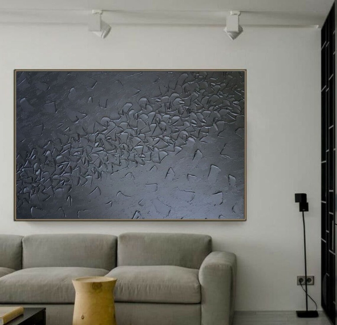 Black Rich Texture Painting Oversize Wall Art Rich Texture - Etsy