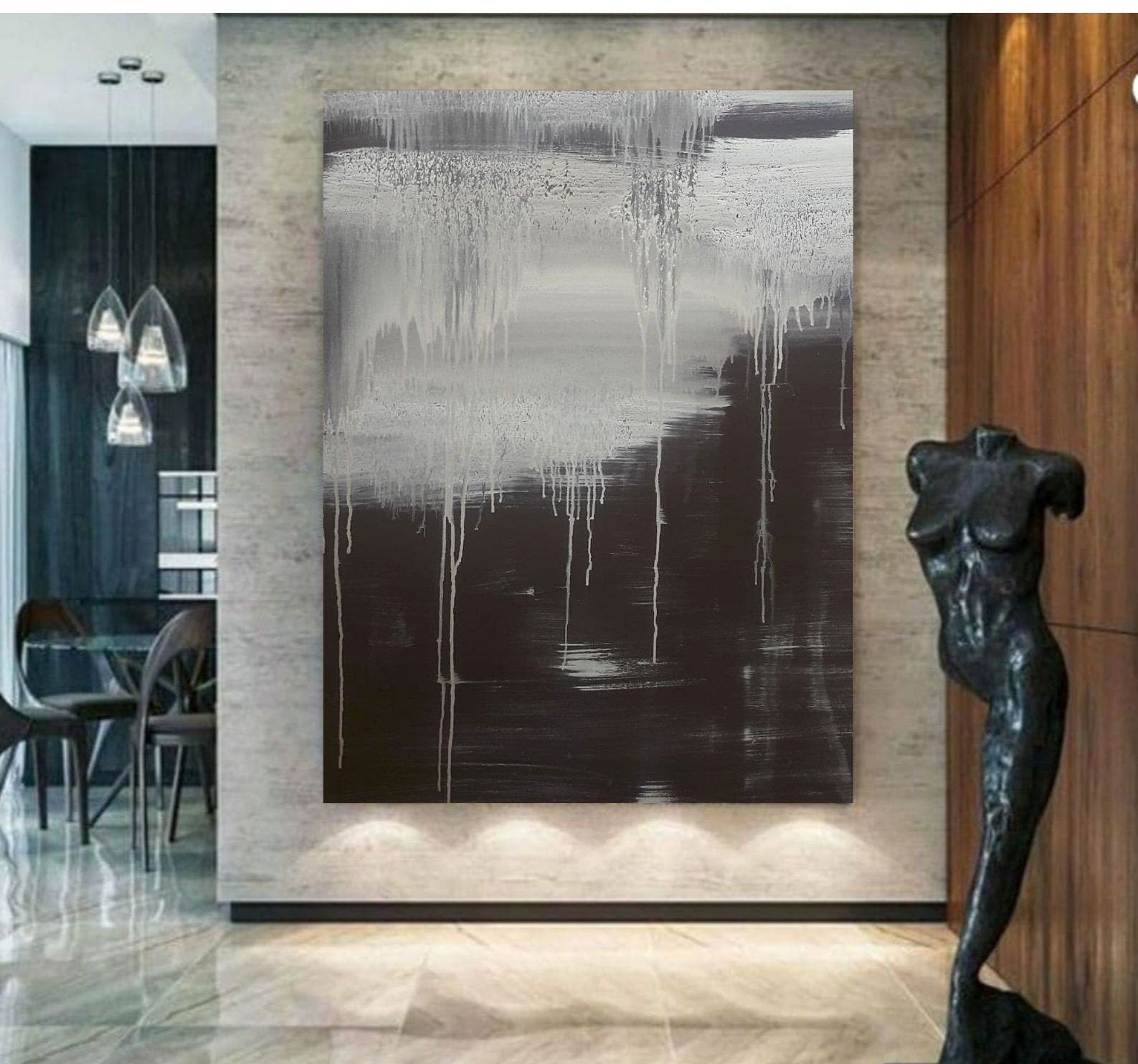 Large Painting White Oversize Abstract Extra Large Modern - Etsy