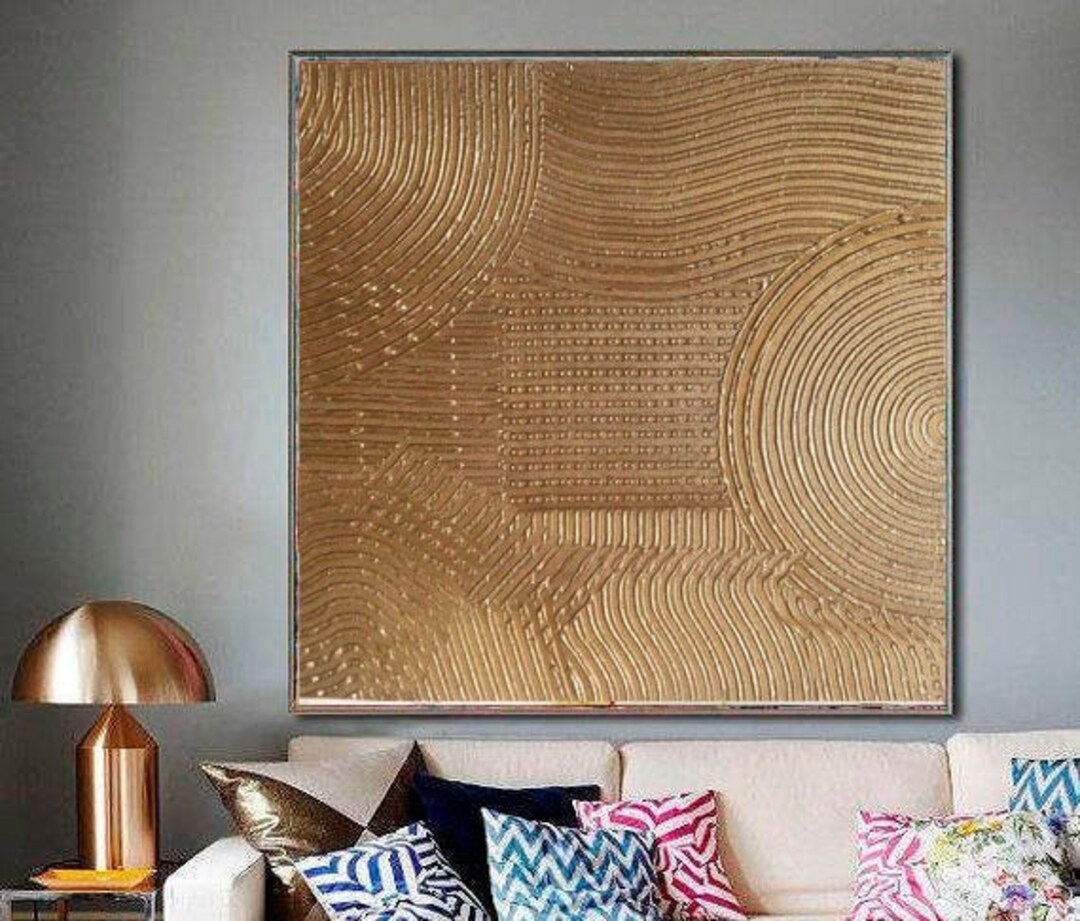 Large Painting Gold Rich Texture Oversize Abstract Wall Art Hallway ...