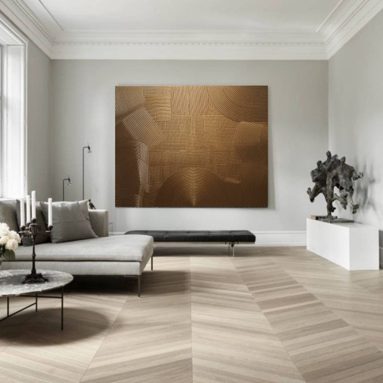 Large Painting Bronze Abstract Rich Metallic Texture - Etsy