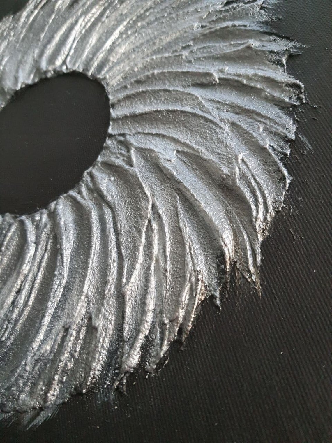Large Painting Silver Texture Wreath Wall Decor Hallway Extra - Etsy