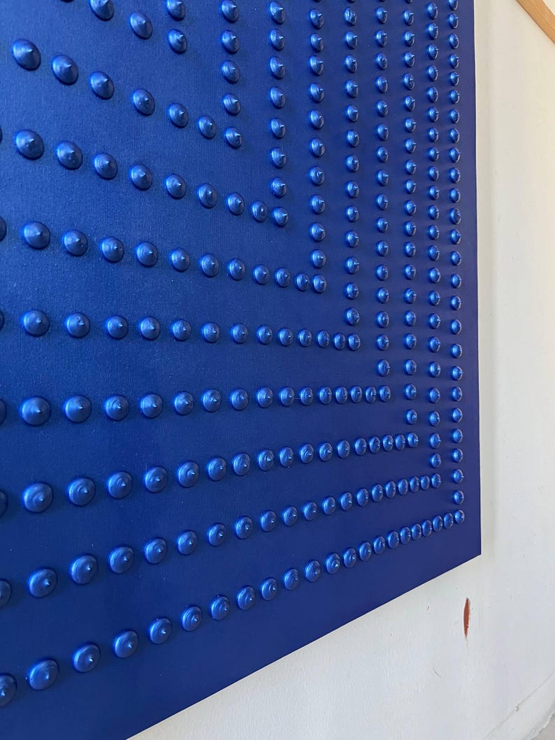 Large Handmade Blue Metallic Textured Abstract Wall Art 3D Dot Plaster ...