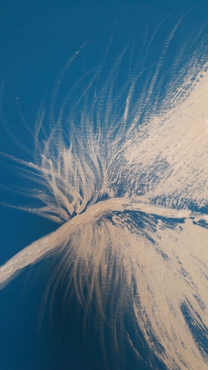 Large Painting White Feather Oversize Blue Wall Art Extra | Etsy