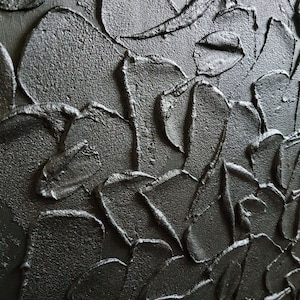 Black Rich Texture Painting, Oversize Wall Art Rich Texture Monochrome ...