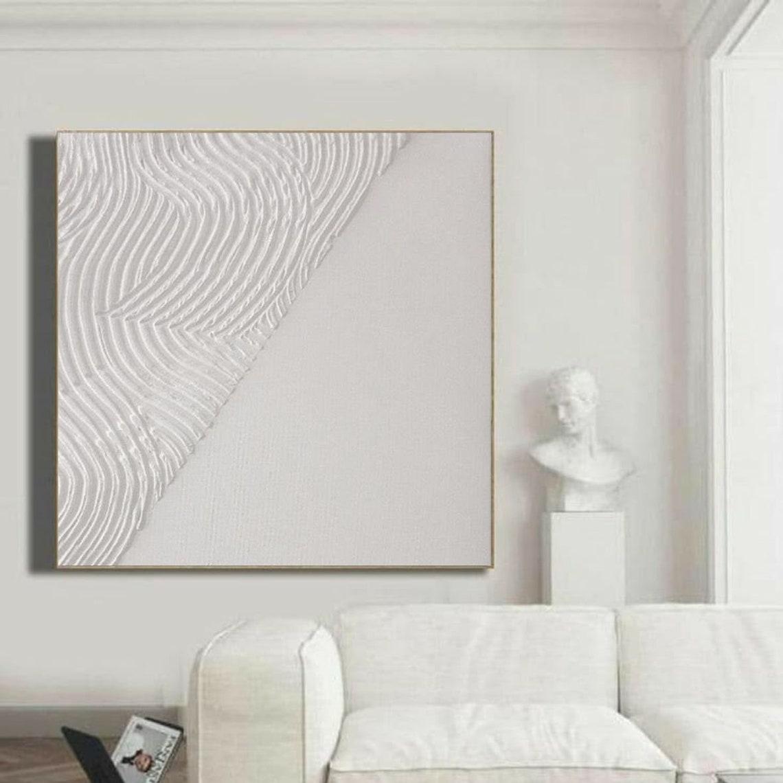 Rich White Texture Large Painting Oversize Monochrome - Etsy