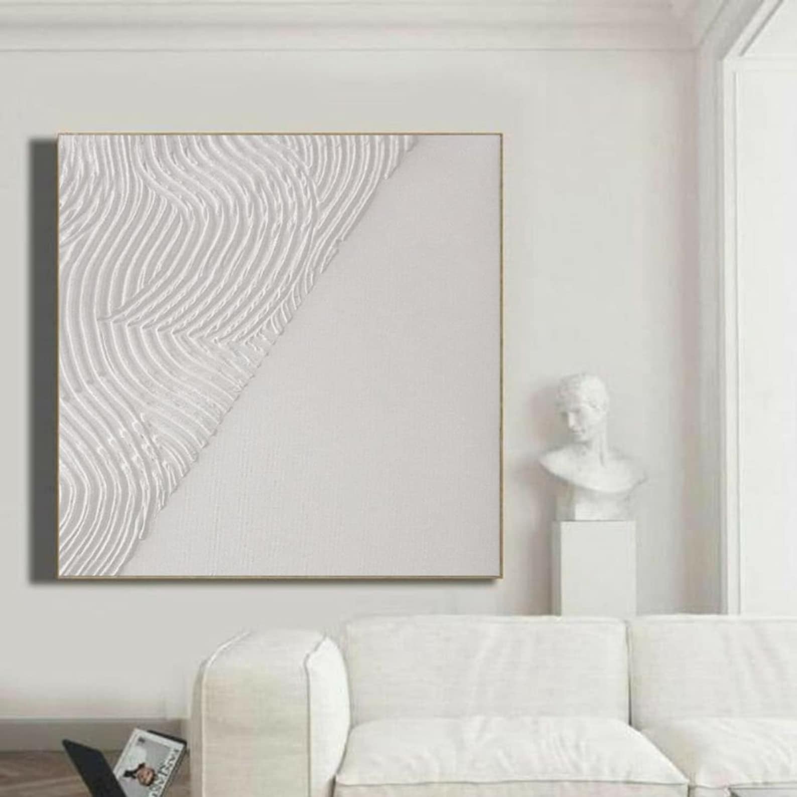 Rich White Texture Large Painting Oversize Monochrome - Etsy
