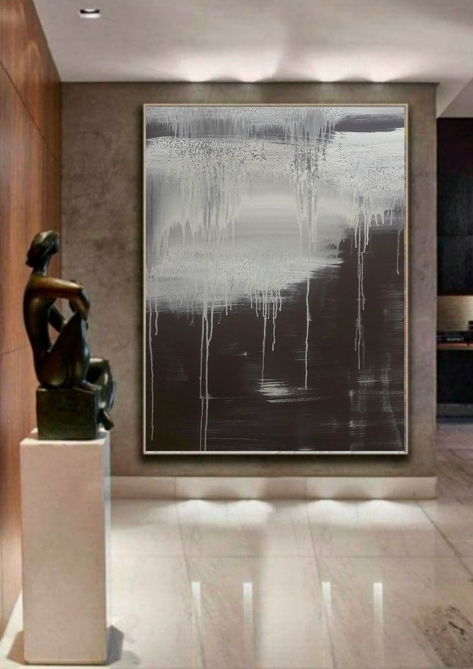 Large Painting White Oversize Abstract Extra Large Modern - Etsy