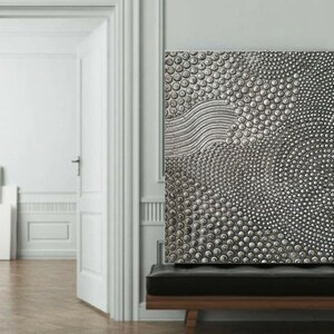 Vintage Silver 3D Point & Line Painting Oversize Wall Art Rich Texture ...
