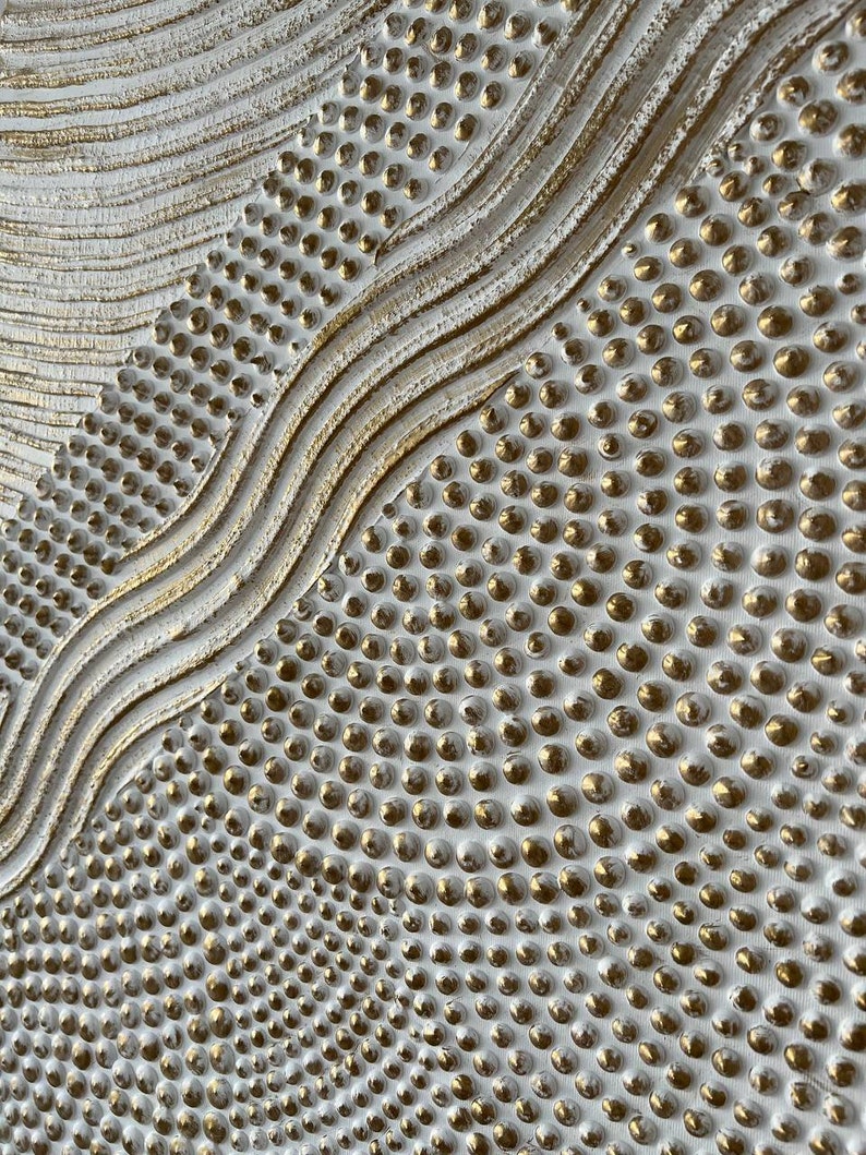 Extra Large Textured Abstract Wall Art White Bronze 3D Dot Plaster ...