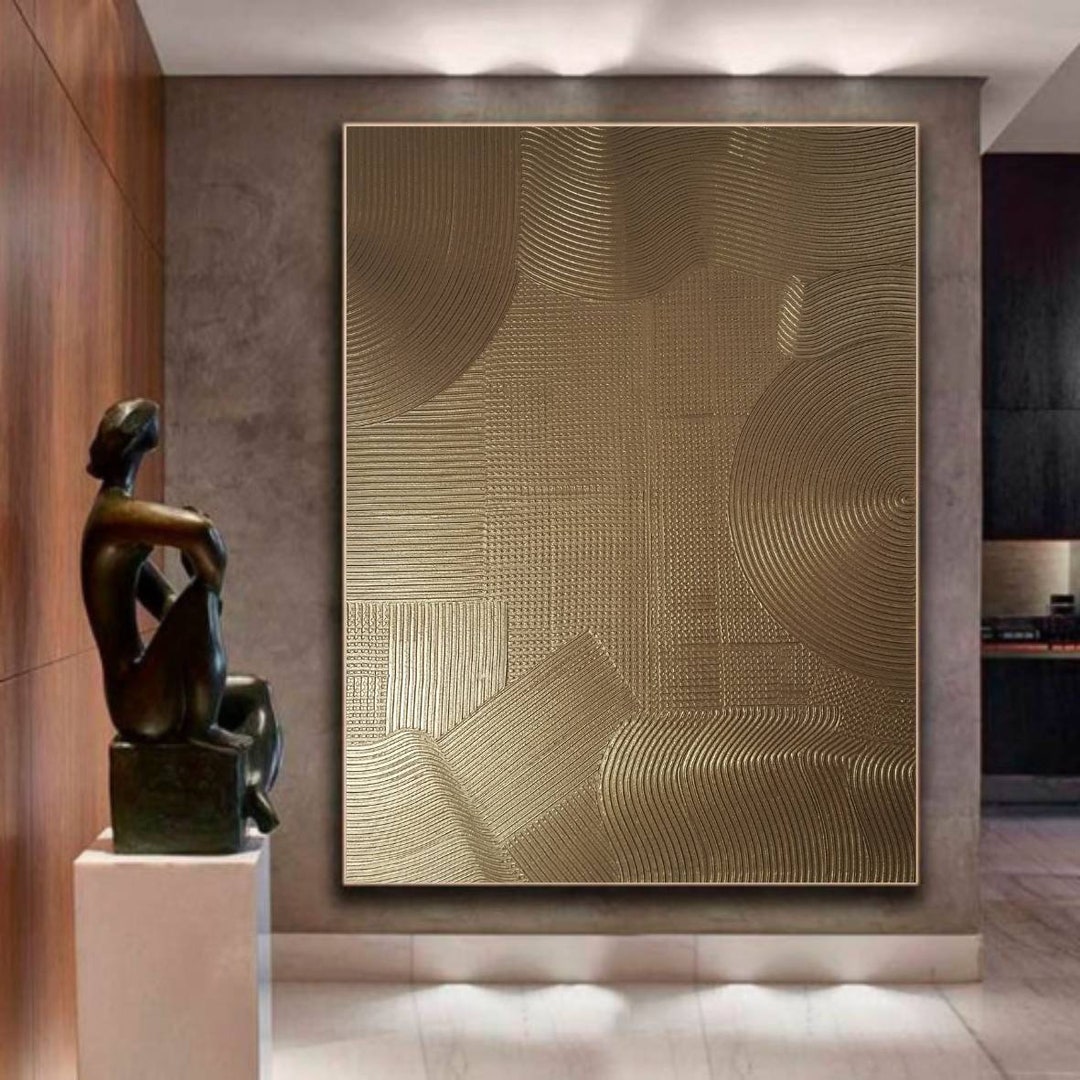 Oversized Gold Metallic Textured Painting: Abstract Modern Wall Art - Etsy
