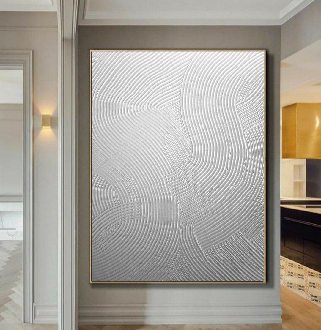 White Rich Texture Extra Large Original Art Canvas, Abstract Painting ...