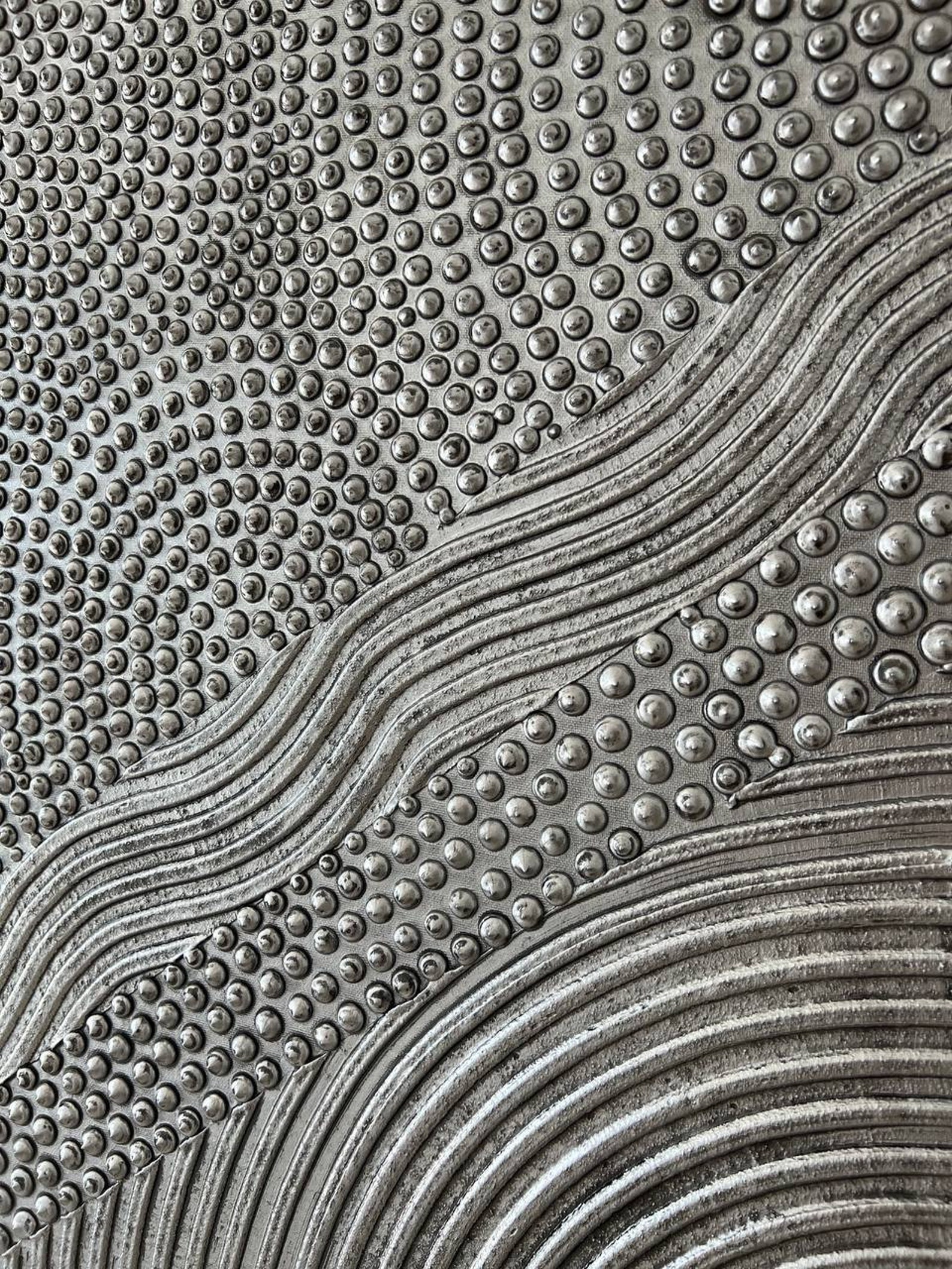 Large Textured Wall Art Oversized Painting Silver & Patina Abstract 3D ...
