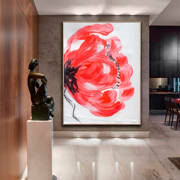 Red Flower Painting - Etsy