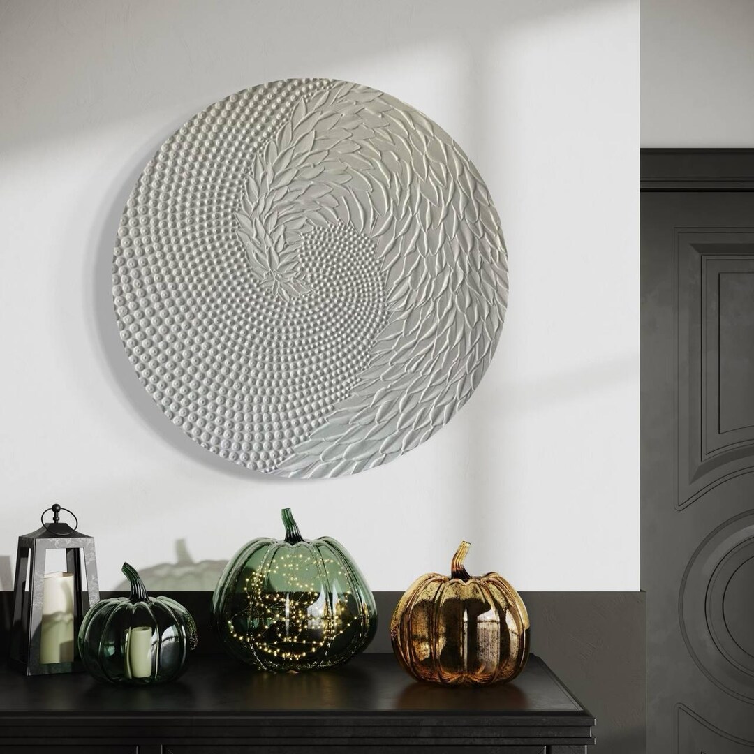Large Circular Textured Wall Art, Handmade Minimalist Abstract Canvas ...